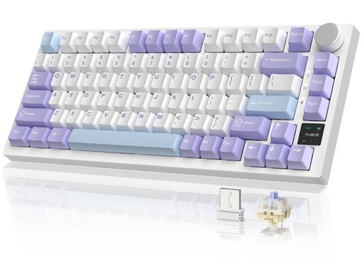 【技適認証番号:214-250164】 【多機能TFTスマートディスプレイとノブデザイン】AK820PROゲーミングキーボード内蔵スマートTFTカラーディスプレイは、カスタムgif画像、接続モード、WIN/MAC、バッテリー、照明、音量など...
