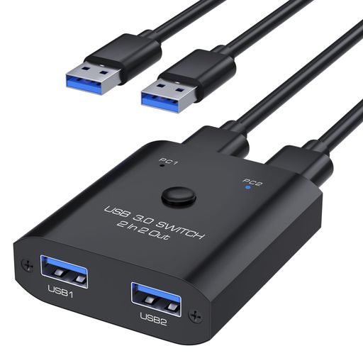 【USB3.0切替器2入力2出力】マウスやキーボード、USBメモリ、ドッキングステーションなど、2台のUSBデバイスを2台のパソコンで切り替えて使用できるUSB3.0切替器です。USB3.1/3.0のスーパースピードモード(最大5Gbps:...