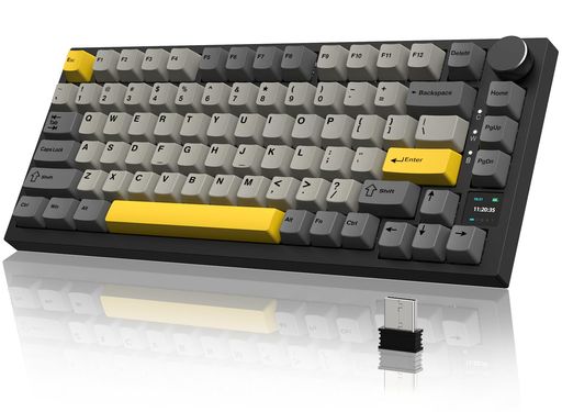 【技適認証番号:214-250164】 【多機能TFTスマートディスプレイとノブデザイン】AK820PROゲーミングキーボード内蔵スマートTFTカラーディスプレイは、カスタムgif画像、接続モード、WIN/MAC、バッテリー、照明、音量など...