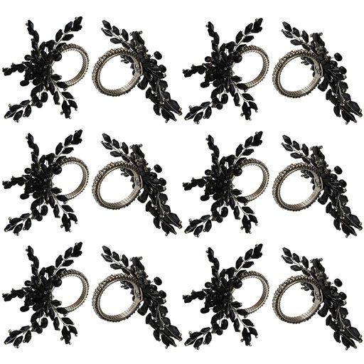 ナプキンリング12個セット(12個パック) 高品質のニッケルメッキとアクリルビーズ素材で作られています。 クリスマス、休日、お祝いの季節、結婚式、パーティーのための手作りの装飾的なナプキンリング 標準サイズのナプキンリング、直径:1.6イン...