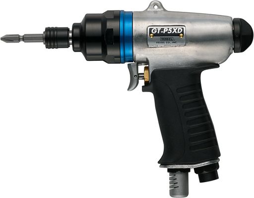 能力:普通ネジ径4~5mm 無付加回転速度:11,000rpm 空気消費量:0.33m3/min 付属品:両頭ビットA14+2x65G、コンセントBPB-2