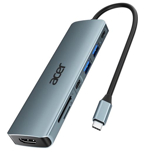 【7-IN-1 USB-C ハブ拡張】Acer USB C ドッキングステーションは、1つのUSB-Cポートを7つの多機能ポートに拡張します。HDMI 4K@30Hz 映像出力、USB-A 3.0x2、USB-C 3.0、PD 100W急速...