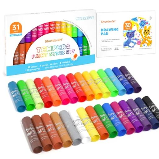 ガラス。 【可愛い30色セット】18色のプライマリーカラー、6色のメタリックカラーと、6色のネオンカラーを揃った色数豊富なテンペラペイントスティックセットです。30ページ入りの落書き帳も用意していますので、届いたらすぐ描き始められます。より...