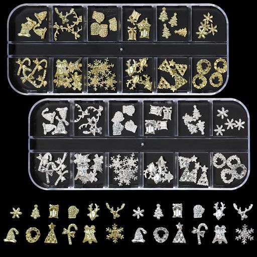 【クリスマスネイルパーツ】クリスマスツリー、雪の結晶、トナカイ、ベル、手袋、キャンディケーン、リースなどのネイルパーツがセットになって登場!可愛くておしゃれです。 【高品質素材】合金製のネイルパーツは光沢感があり、軽量で、耐久性も優れます。...