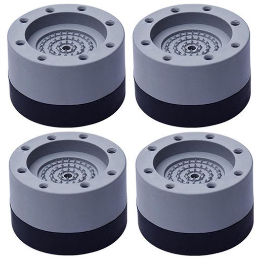 【商品仕様】防振パットアクセサリー4個入り;サイズ:高さ:4cm、内径:4.7cm、外径:7cm。色:グレー、ブラック。 【材質】ポリプロピレン、頑丈なプラスチック、耐久性高い。底面に滑り止めシートがつい、洗濯機の揺れや騒音を吸収できます。...