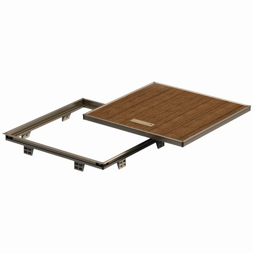 "床面施工開口寸法:"460x460mm "内枠床材寸法:"437.5x437.5mm "カラー:"ライトブロンズ "原産国:"日本 "材質:"アルミ、樹脂 "付属部品:"回転取手(1セット)・補強材(1本)