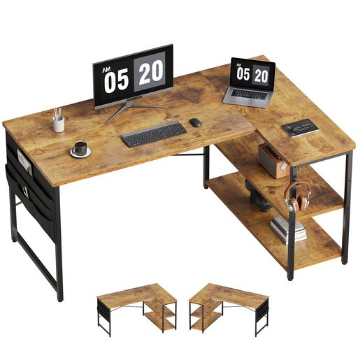 【棚は左右に取り替えができる】L字型の棚の左右も切り替え自由なので、様々なシーンにあわせます。サイドの収納袋の位置もL字型の本棚の位置に合わせて変えることができます。 【棚は左右に取り替えがきく】L字型の棚の左右も切り替え自由なので、様々な...