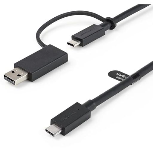 USB-Aコネクタ付きツーインワン型ケーブル:USB-C - A変換アダプタ付きUSB-C - USB-Cケーブル。USB-CデバイスとUSB-C/Thunderbolt3/USB-Aホストを接続。USB-C/TB3ノートパソコンとの接続、...