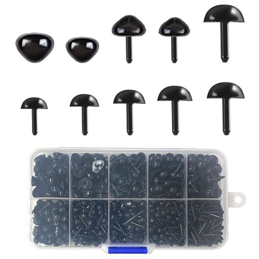 【10 サイズラインナップ 多ニーズ対応】3mm~8mm まで 10 種類のサイズを用意。平形 / ストレートロッドタイプの三角鼻や目パーツが揃い、小さなキーホルダーから大ぬいぐるみまで、幅広い手工芸作品に最適 【1000 個大容量 長期作...