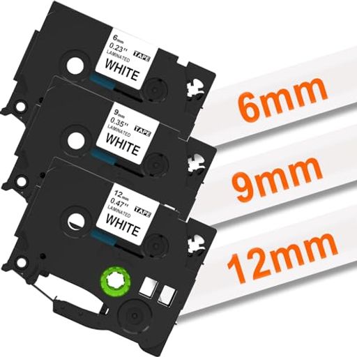 【テープセット】:テープブラザーピータッチ用TZe-211TZe-221TZe-231の互換品、3個セット。【汎用サイズ】:12mm+9mm+6mm*8m。【色】:白地黒文字。 【ラベルライター対応機種】:P-TouchPT-J100W、P...