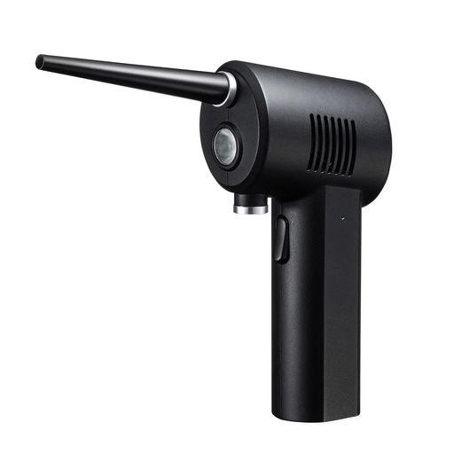 繰り返し使える充電式電動エアダスターです。 本体はどの向きでも使用可能で、逆さにも対応しています。 付属のノズルは狭い箇所での使用に最適で、使用後は収納も可能です。 使いたい時に何度でも、コストを気にすることなく、手軽にお掃除できます。 噴...