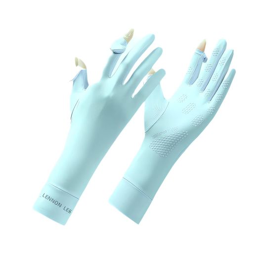 【触感清涼雪の結晶】このUVカット手袋は、春夏秋に最適な清涼感を提供し、湿気を吸収し汗を排出する性能を持っています。暑い季節でも快適に着用でき、蒸発による冷却効果で心地よい使用感を実現します。 【双指デザイン、タッチスクリーン対応】食指と親...