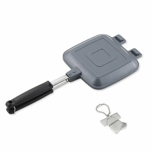 本体素材:アルミニュウム合金 表面フッ素樹脂加工 製品サイズ(重量)/約37.5x16x3.8cm(約685g)深さ:1.5cm焼き面:約13x14cm ガス火専用。はさんで焼くだけ、アルミニウム合金で軽量タイプ。フッ素樹脂加工でお手入れ簡...