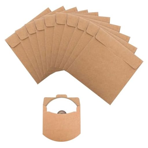 【商品内容】本体:10枚入りサイズ:縦/12.5cm、横/12.5cm重量:約10g/枚素材:ビンテージクラフト紙カラー:ブラウン 【シンプルな無地デザイン】無地のクラフト紙なので、タイトルや内容などメモを書き込んで保管したり、DIYでオリ...