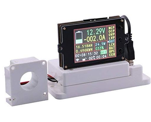 80V100Aワイヤレスマルチファンクションパネルメーター、テスト電圧、電流、電力、容量、消費電力、温度、動作時間などを同時に表示できる2.4クリアLCDディスプレイ 2つの予備のリレー接続ポートを装備しています;過電圧、不十分な電圧、過電...