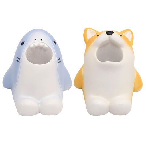セット内容:コーギー+サメの2点セット,製品サイズ: コーギー 5.5*5cm、サメ 4.5*5cm。 製品素材:樹脂素材,かわいい形: 口を開けた形のかわいい小動物は、生き生きとしてかわいらしく、創造性にあふれています。 1つで多用途:歯...