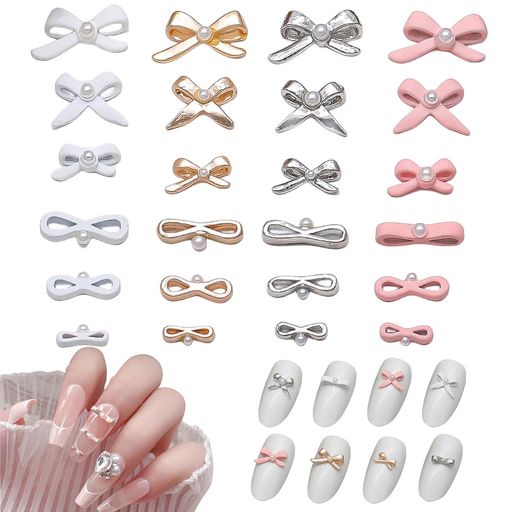 【リボンネイルパーツ】おしゃれなリボンネイルパーツです。異なる色とスタイルをご用意して、指先をもっと華やかに飾ります。 【高品質の素材】合金製のリボンネイルパーツは錆びにくく、耐久性があります。パールがちりばめられていて、ほんとに綺麗です。...