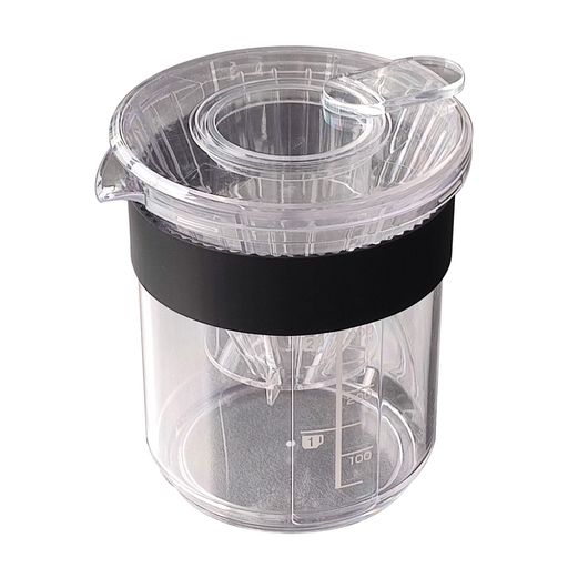 サイズ(収納時):約97x93x111mm 容量:1~2杯分(約300ml) 重量(収納時):148g セット内容:ドリッパー/サーバー/シリコンバンド/カバー/メジャースプーン