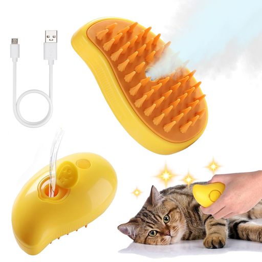 🐾【マッサージ】柔らかい猫ブラシが猫に快適なマッサージを与えます。スチームキャットブラシはペットの肌に優しいです。柔らかい毛と丸い端のおかげで、猫のデリケートな皮膚を傷つける心配はもうありません。 🐾【長持ち...