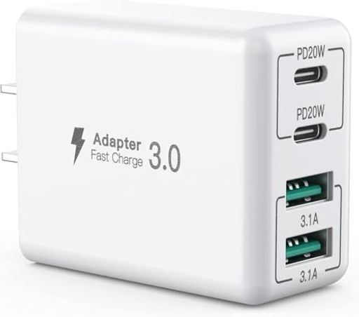 【急速充電】:このUSB充電器は、Power Delivery 20W Type-Cポ2トとQuick Charge 5V 3.1A USB-A 2ポートを備えている。PD3.0 USB-Cポートを使用する場合、PD20Wはわずか30分で5...