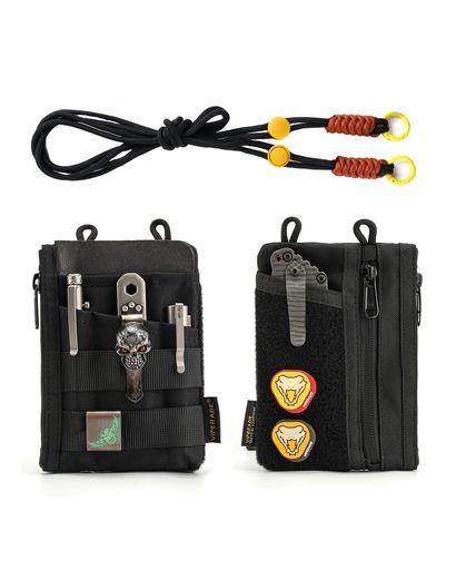 【取り外し可能なショルダーストラップ付きの小さなツールポケットポーチ】このEDCポーチにはユニークなショルダーストラップが付いています。このショルダーストラップはパラコードの穴を2つ接続している間、この小さなポーチはスリングクロスボディポー...