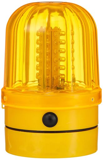 光源:LED球x30灯 サイズ:φ95x145(H)mm 重量:395g 材質:ABS樹脂 色:黄 連続使用時間:回転時200時間 電源:単1電池x2本(別売) 保護等級:IP54 底部にマグネット付