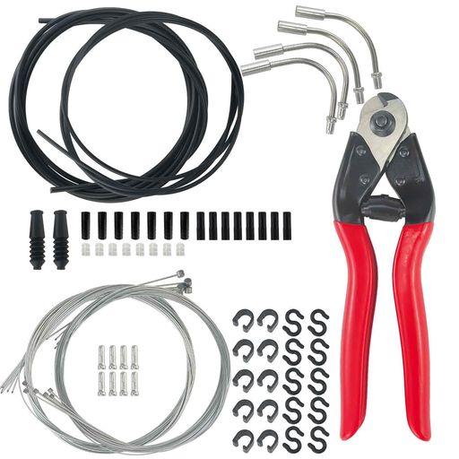 自転車整備・修理、ロードバイク・マウンテンバイク対応 【69点セットの充実キット】- ブレーキケーブル、シフターケーブル、ハウジング、ケーブルカッター、各種アクセサリーを含む、総合的な自転車修理キットです。ロードバイクやマウンテンバイクなど...
