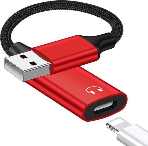 【最新USBA&amp;Lightingイヤホン端子変換アダプタ】:このUSB&amp;Lighting変換アダプターにより、したUSB-A端子からLightingイヤフォンジャックに変換するケーブルです音楽Hi-Fi再生、通話、音量調節、...