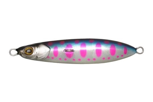 自重:38g カラー:ブルピン/グローベリー フックレス仕様 素材:低比重金属(亜鉛)採用/後方重心設計 おすすめ対象魚:海サクラ・海アメ・ヒラメ・青物狙い