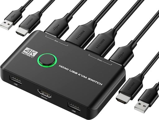 「4K@60HzHDMIKVMスイッチ」1台のモニターで2台のパソコンを簡単切替。hdmi切替器4K@60Hz対応で高画質映像を遅延なく表示。HDMI切替器としても優秀で、快適な映像体験を実現します。kvmスイッチ/hdmi切替器として最適...