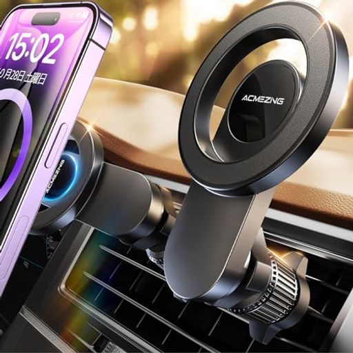 【同業と比べて5倍以上の磁力·史上超強力な22個のN55磁石を搭載】ACMEZINGのスマホホルダー車マグネットは昔の並び方を改良し、リング型に設計され独自強磁力配列1を採用し、昔の12個のN52マグネットから22個のN55マグネットにアッ...