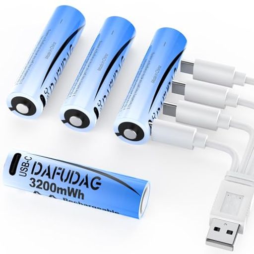 【4in1新型USB-C充電池】新型のリチウムイオンUSB充電電池で、専用の充電器は必要がなく、Type-Cポートから直接充電が可能です。付属した USB-Cケーブルと普通なUSBアダプタで簡単に充電を実現します。4-in-1USB Typ...