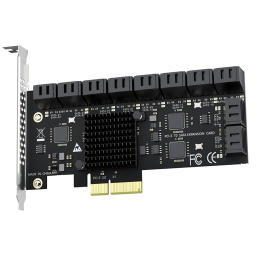 【20ポートPCIeX4SATAアダプターカード】PCI-ExpressX4はSATAIII6Gbpsポート20個を拡張し、PCは20xSATAドライバーに同時にアクセスできます SATAディスク20枚でストレージプールをセットアップしたり...