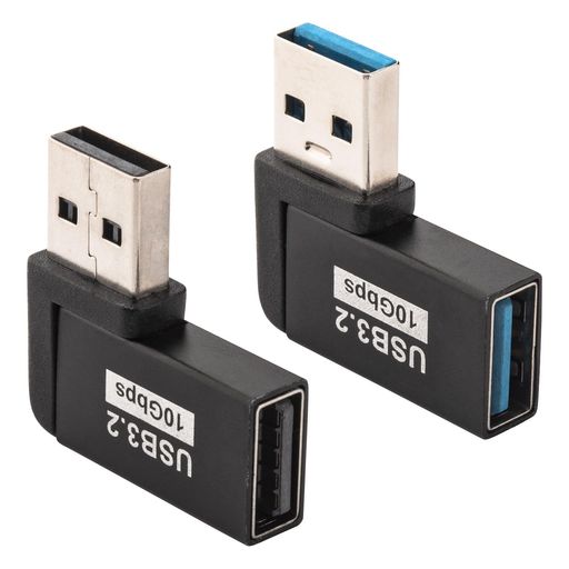 ✅【1個左方向と1個右方向】2個 L字型 USB 3.2 A オス to A メスコネクターセットです (1個左方向と1個右方向)。2 つの異なる方向を組み合わせることで、さまざまなシーンのニーズに適用できます。90度直角L字設計で、ケーブ...