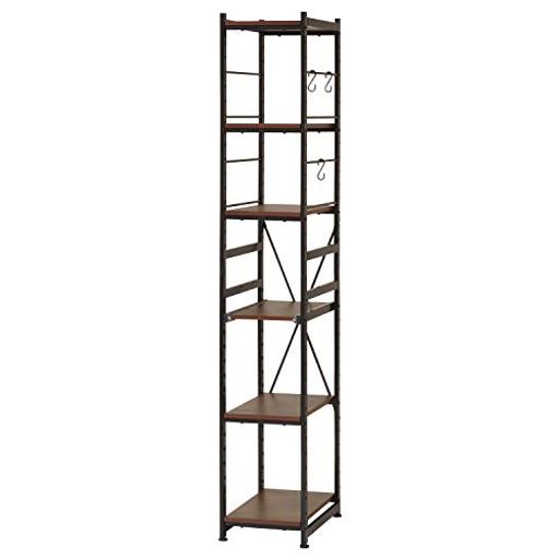 本体サイズ:約30x42.5x180cm、棚板サイズ:約26.5x44.5cm、スライド棚板サイズ:約22x44.5cm 素材・材質:(本体)棚板:MDF(メラミン化粧板、15mm厚)、(フレーム)スチール(粉体塗装) 原産国:中国 梱包状...