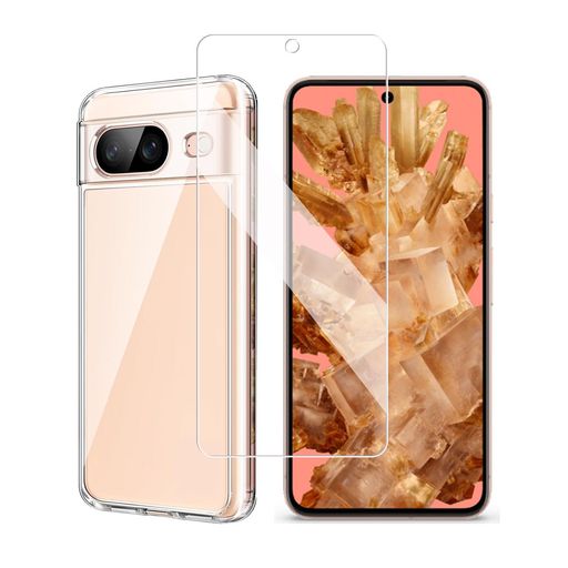 【対応機種】対応GooglePixel85G用のガラスフィルム【1枚ガラスフィルム+1個TPUシリコンケース】 【高硬度9H・飛散防止】:業界最高レベルの9H+硬度を持ち、シャープなものにダメージを与え、画面のダメージを最小限に抑え、鍵や砂...