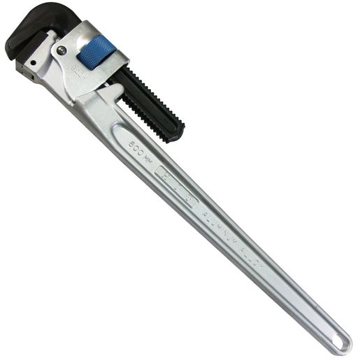 最大口開き:101mm 能力:~80A 塩ビ被覆鋼管、白管兼用 JIS強力級保証 上アゴは使いやすい薄型設計 本体は折れにくいアルミ鍛造品 ナット色:ブルー 素材:鉄 アルミニウム