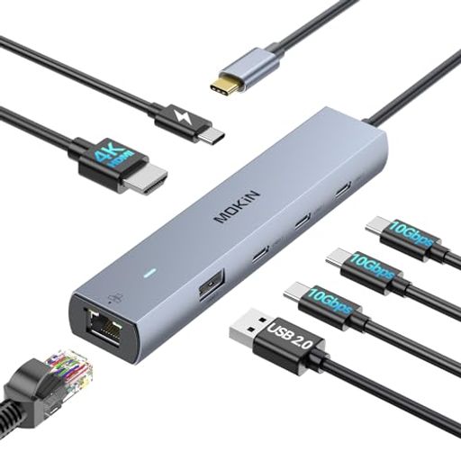 【7-in-1拡張ハブ】1xHDMI(4K@60Hz)、3xUSB 3.1、1xUSB-C(データ用)、1xUSB 2.0、1xRJ45、1xUSB-C PD(100W充電)を一本に集約。MacBook Pro/Air、MacBook M1...