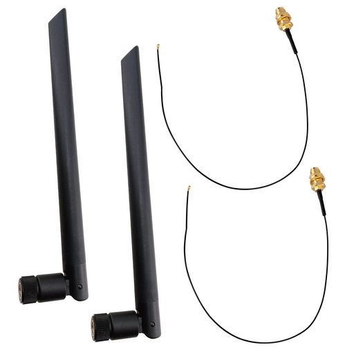 NGFF M.2ネットワークカードを高利得外部アンテナに接続する 30cmピグテールケーブルは、AX210NGW、AX200NGW、9260、8265、7260NGWなどのM.2カードからRP-SMA接続を簡単に延長できます 6dBiアンテ...