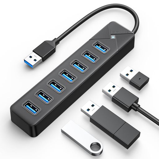 【USB 3.0 7ポート拡張】本製品はコンピュータの7台USBポートで、USBポートが足りない問題を解決します。マウスやキーボード、USBメモリや外付けHDD、プリンタなどをまとめて接続できます。 【安定した5V/3A電力供給】5V/3A...