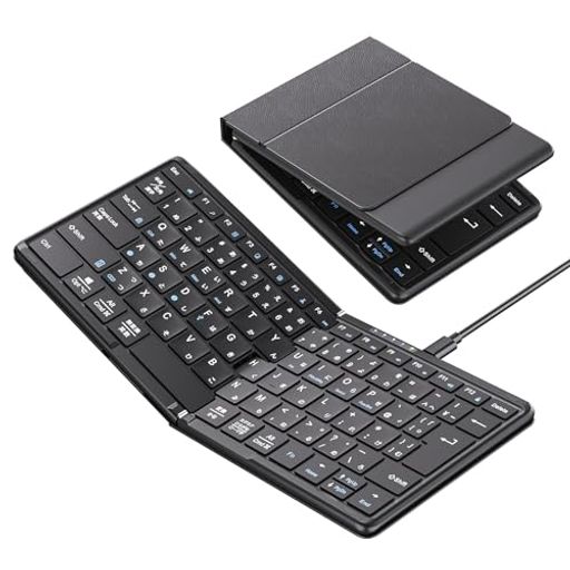 ✅【JIS標準日本語配列&amp;有線とBluetooth接続フルサイズキーボード】ipadキーボードはJIS規格準拠の標準日本語配列を採用し、かな印字付きの折り畳みキーボードです。キーボードbluetoothは最新の技術を採用して、USB...