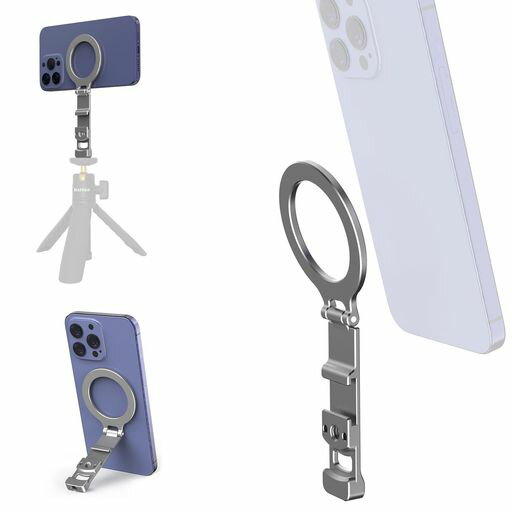 マグネット式スマートフォンクランプ: iPhone対応12/13/14/15/16/17シリーズとマグネットケースに対応する強力なマグネットアタッチメント。撮影、ビデオ通話、ゲームなどに最適です。 デスクトップ折りたたみ式スタンドとマグネッ...