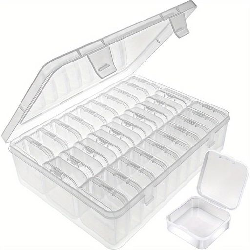 「商品仕様」:素材:プラスチック、セット内容:クリアボックス1個+小分けケース30個。サイズ:22x17x6CM、小分けケースのサイズ:5.5*5.5*2cm 「優れた材質」:高品質のPP素材でできており、再利用可能で耐久性があり、壊れたり...