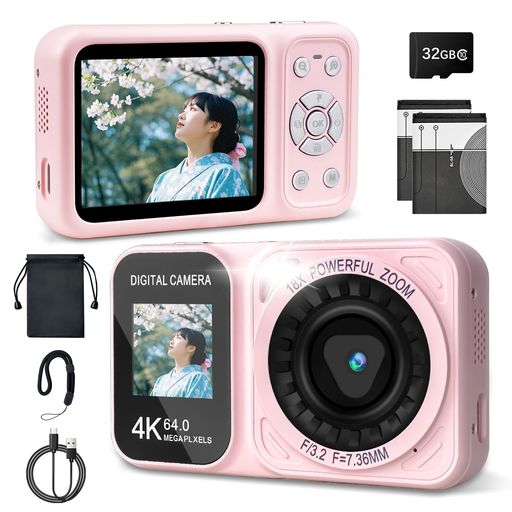 【4K動画x64MP超高画質で、人生の輝きをクリアに刻む✨】日常の小さな幸せから旅行の冒険まで、全ての瞬間を鮮やかに記録したい——そんな想いに応えるデジタルカメラが登場!4K動画と6400万画素の超高画質性能を両立し、デュアルスクリーン設計...