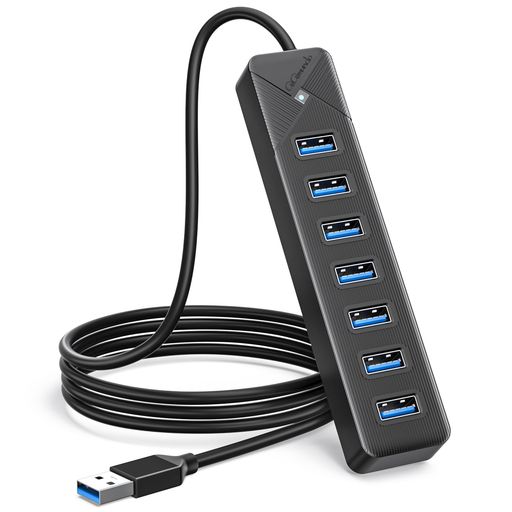 【USB3.07ポート拡張】本製品はコンピュータの7台USBポートで、USBポートが足りない問題を解決します。マウスやキーボード、USBメモリや外付けHDD、プリンタなどをまとめて接続できます。 【安定した5V/3A電力供給】5V/3AのU...