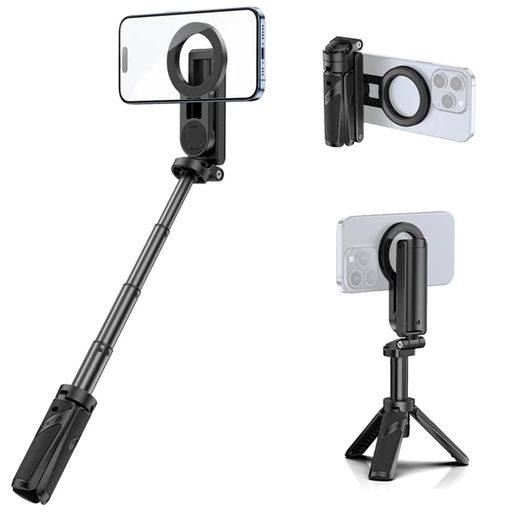 【ミニ・多機能MagSafe対応スマホ三脚】JJ03は、カメラグリップ・自撮り棒・ミニ三脚・スマホスタンドの4in1設計。撮影シーンに合わせて自由に切り替えて使用できます。重さわずか125g、長さ約12cmの超軽量・コンパクトサイズで、バッ...