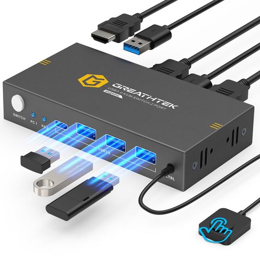 【HDMI KVMスイッチ 2台】このKVM スイッチは、1組のキーボードとマウスで2台のHDMI対応PCを簡単に制御し、1台のモニタ一を共有することができます。HDMI 2.0標準とHDCP 2.2プロトコルに対応し、伝送速度は最大18G...