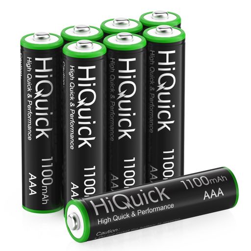 【仕様】HiQuick充電池単4型8個パック1.2VAAA1100mAhNi-MH再充電可能ニッケル水素電池電圧:1.2V容量:1100mAh1.2Vの電圧は非常に安定しており、電気機器に害を及ぼすことはないです。3〜5回ほどフル充電を繰り...