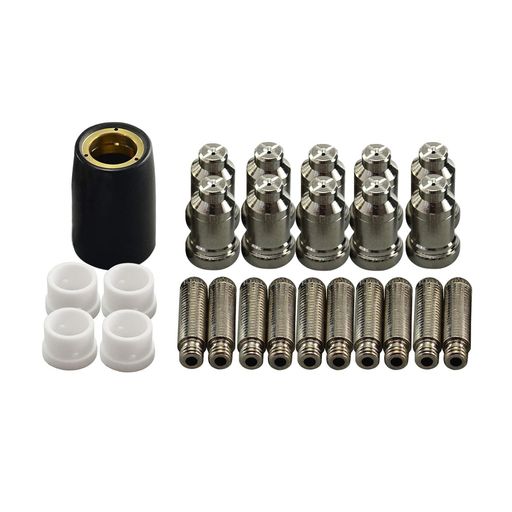 SG-51 プラズマ カッター トーチ 用 10個 電極 10個 プラズマ ノズル 1.2MM 60AMP 1個 シュラウドシールドカップ 4個 旋回リング
