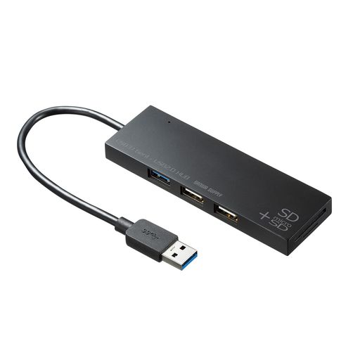 USB3.2 Gen1(USB3.1/USB3.0)x1ポート、USB2.0x2ポートのコンボハブにSDカードスロットとmicroSDカードスロットが付いた便利なハブです。 ワイヤレスマウスのレシーバーなどUSB3.2 Gen1(USB3....